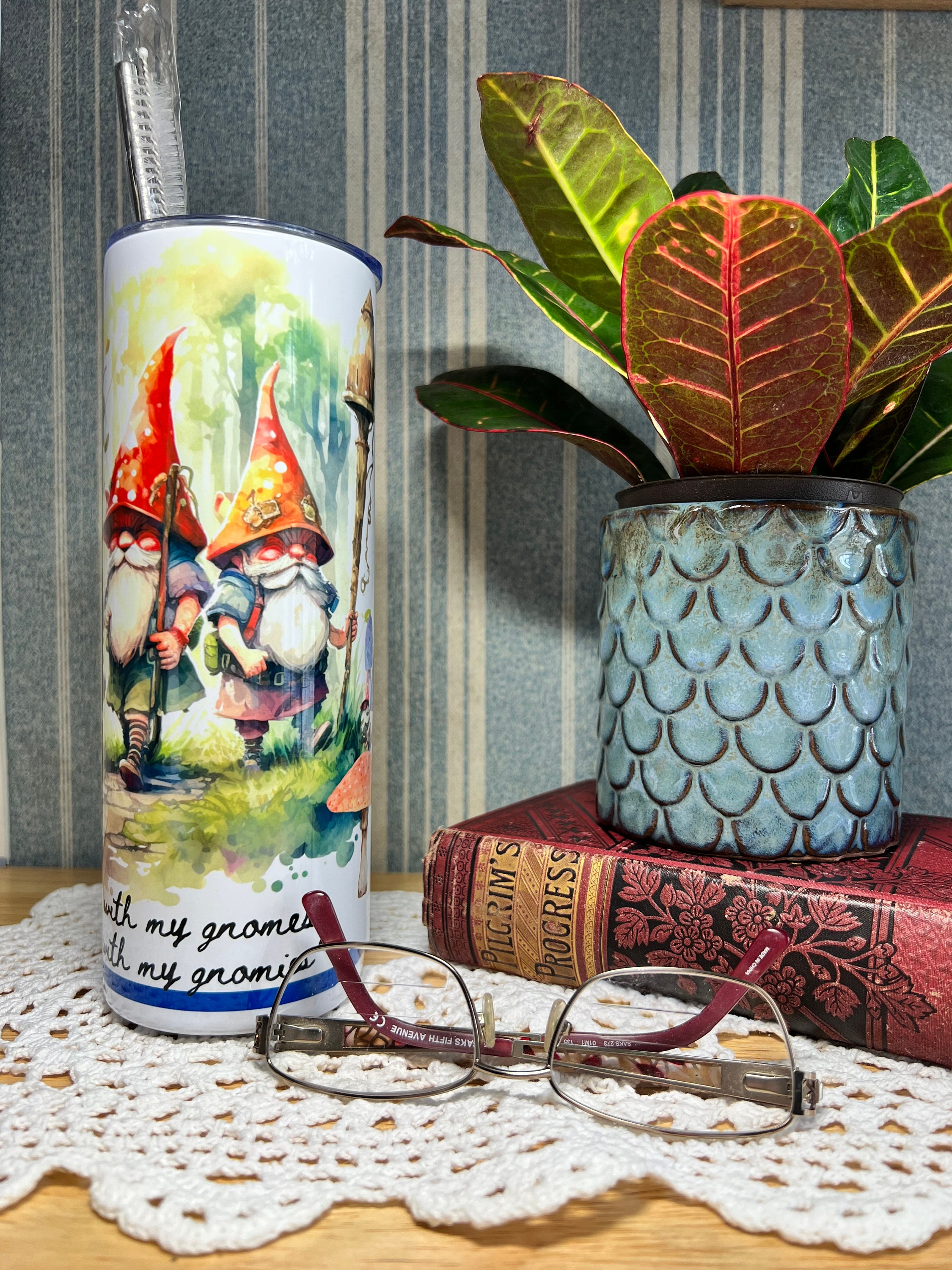 027. Rollin' With My Gnomies Finished 20 Oz. Tumbler, Handmade, Gnomes ...