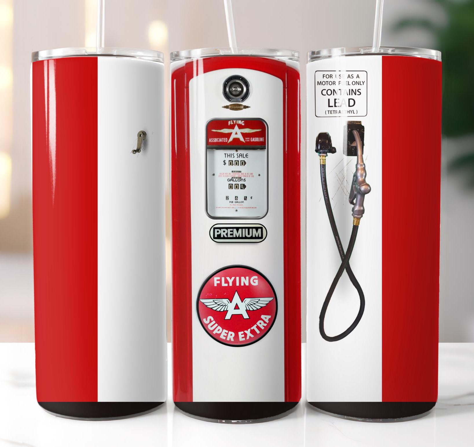 295. "flying A Gas Pump" - Finished 20 Oz Tumbler, Old Fuel Pump ...