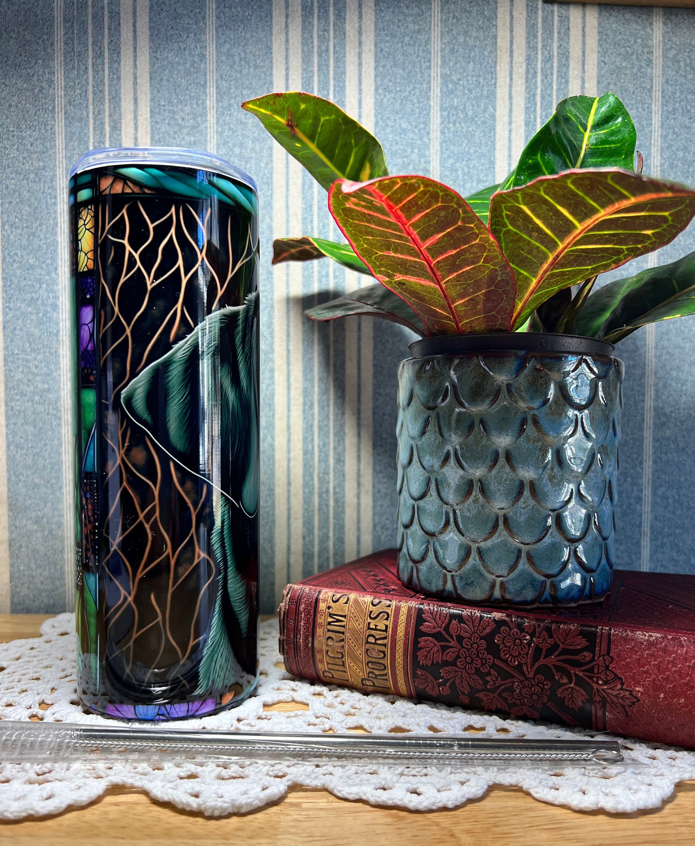 175. A Beautiful Stained Glass Black Lab Finished 20 Oz - Etsy