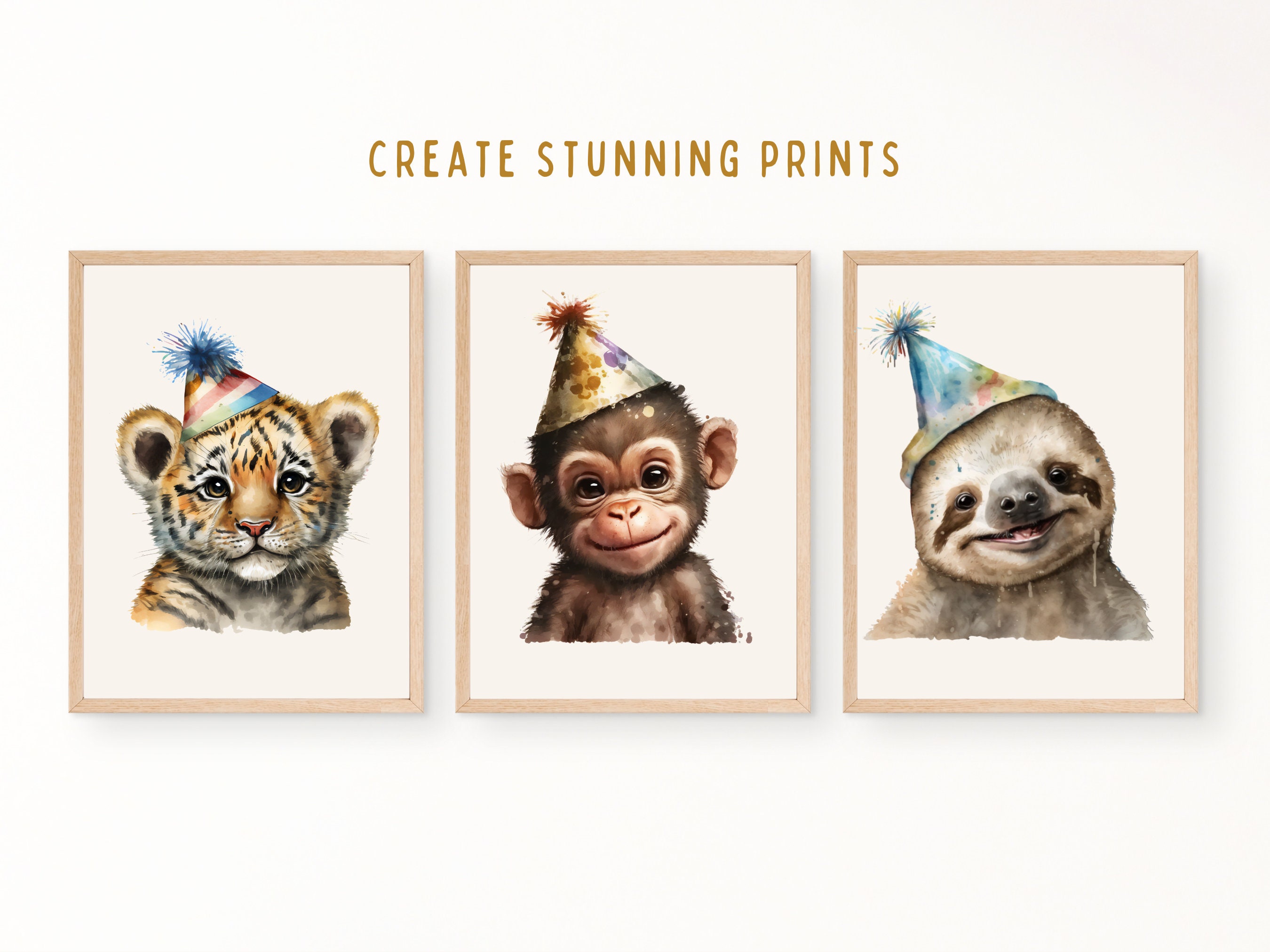 Cute Safari Animal Clipart Bundle, Digital Safari Animal PNG Clipart ...