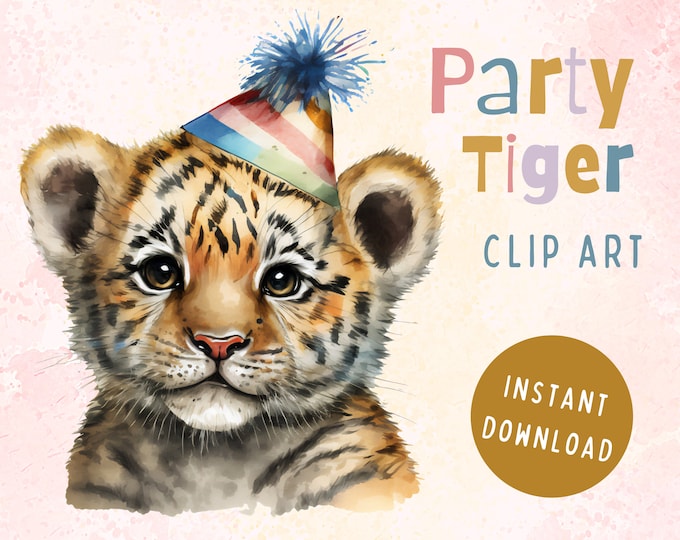 Tiger Artwork, PNG Digital Clipart Set for Safari Lovers, Baby Tiger ...