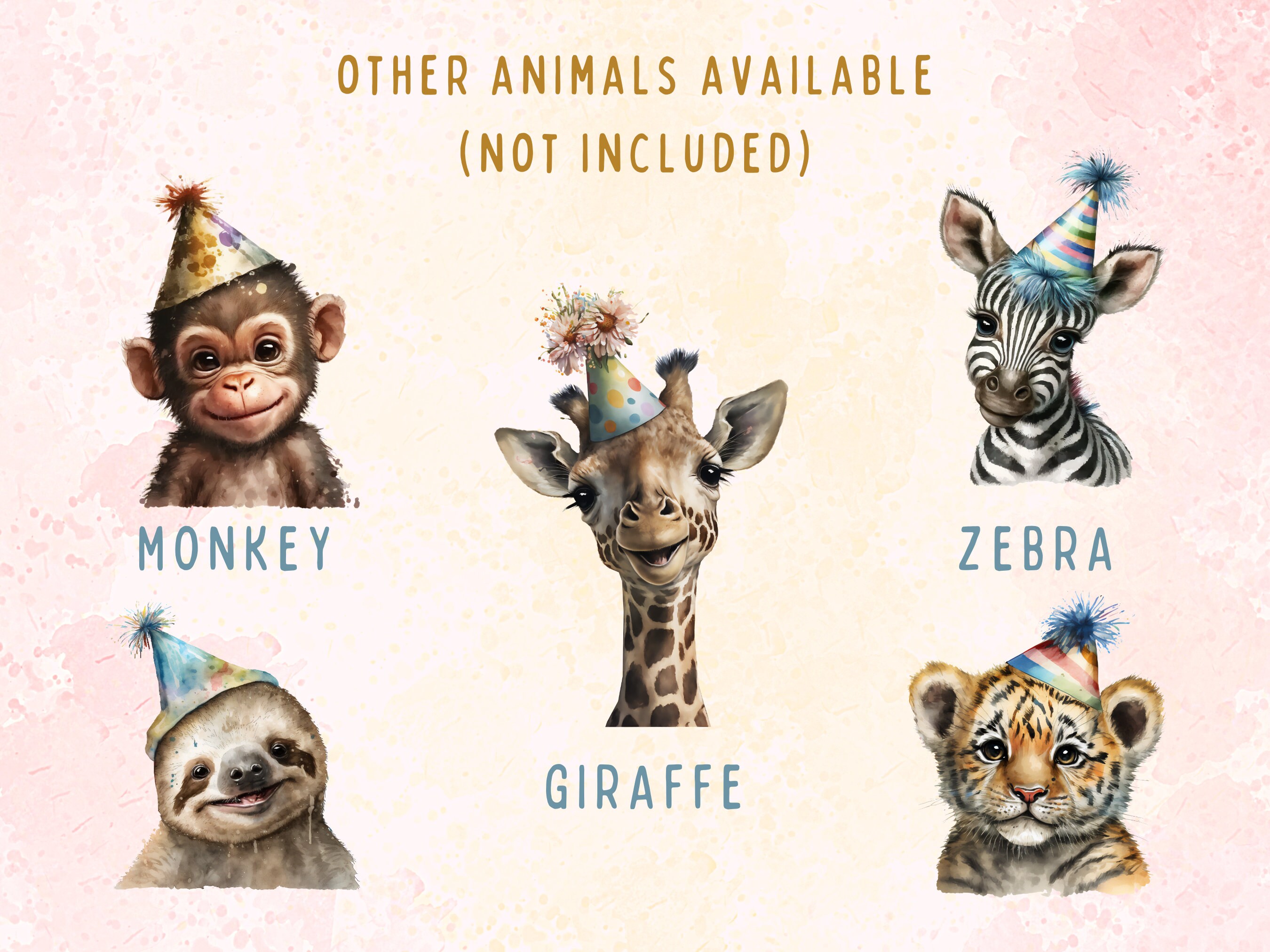 Cute Monkey Clipart, Digital Safari Animal PNG Clipart, Baby Monkey ...