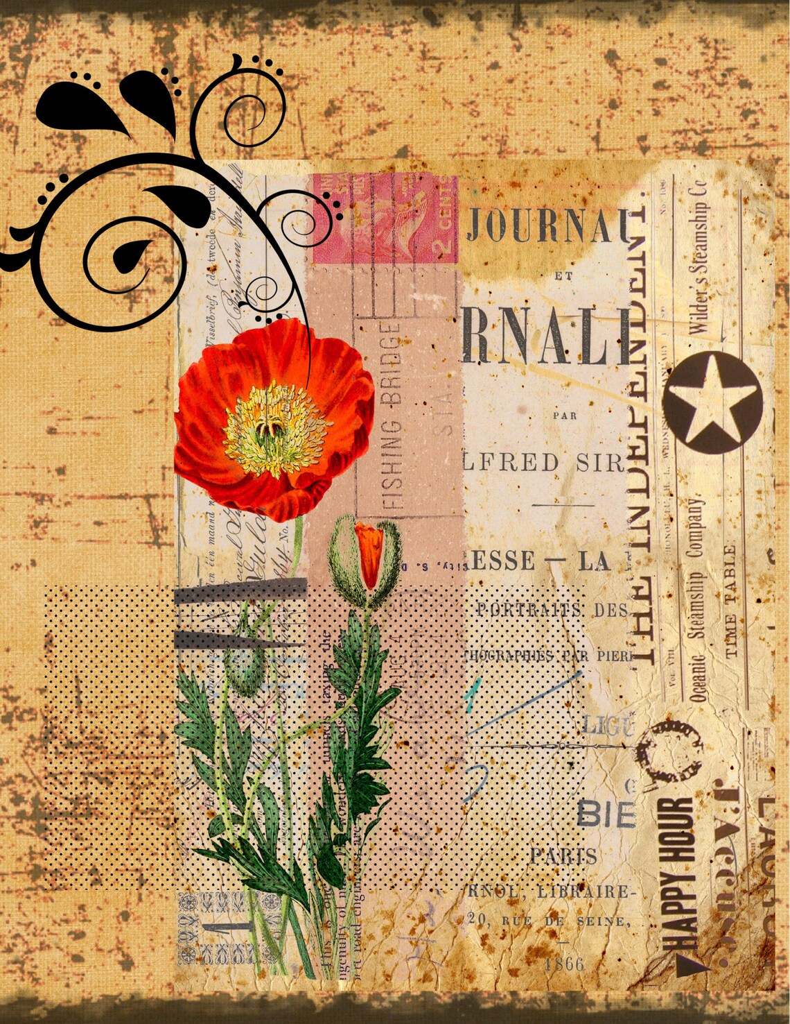 Printable Junk Journal Kit, Scrapbook Pages, Digital Download, 4 Sheet ...