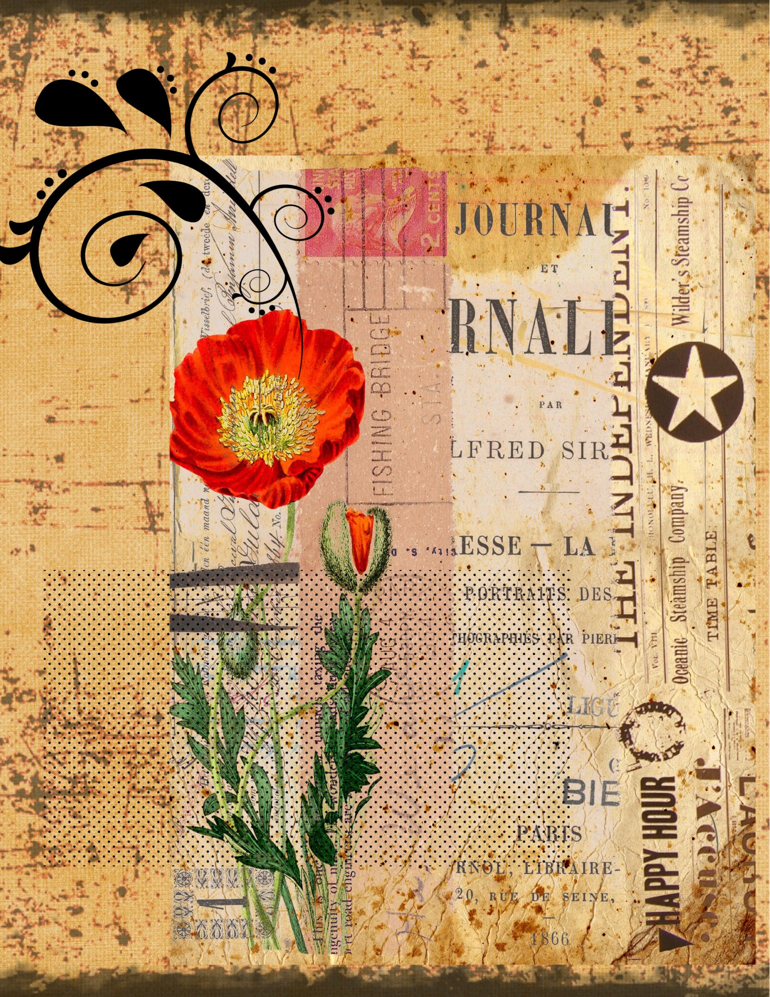Printable Junk Journal Kit, Scrapbook Pages, Digital Download, 4 Sheet ...