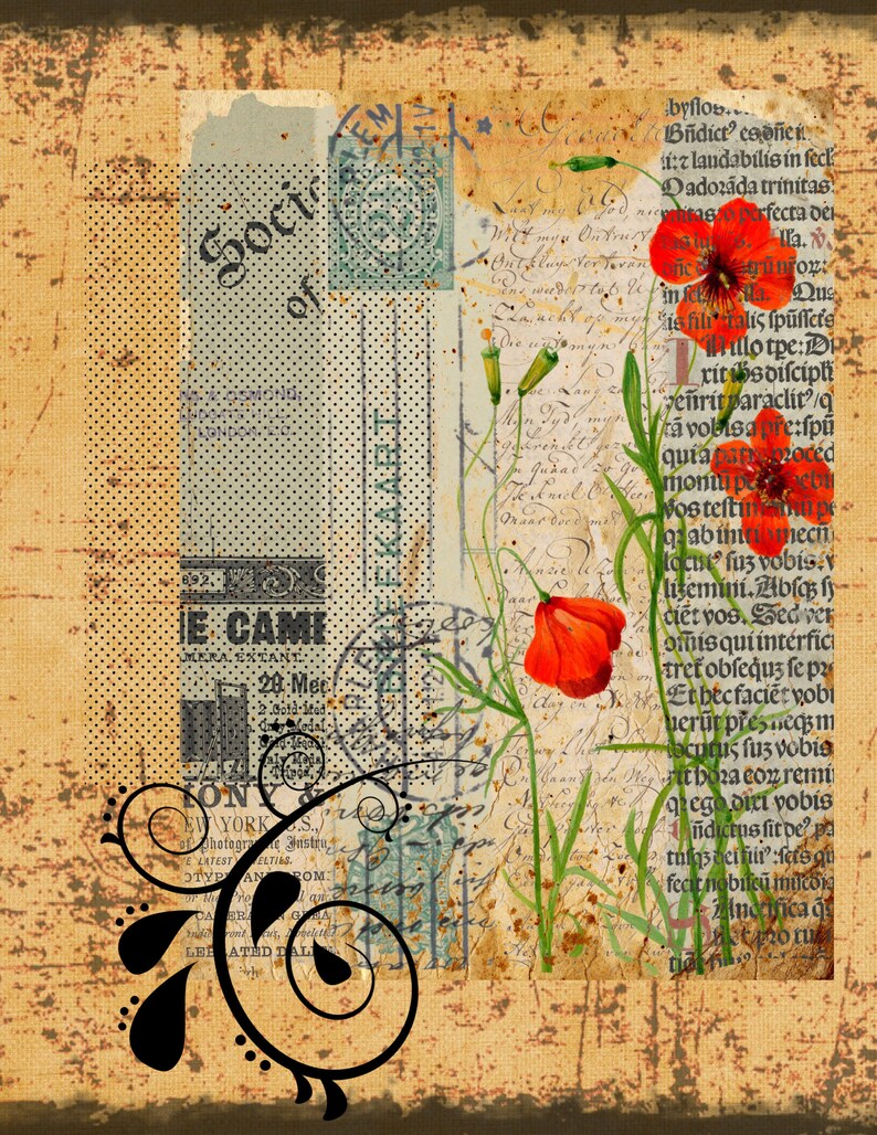 Printable Junk Journal Kit, Scrapbook Pages, Digital Download, 4 Sheet ...