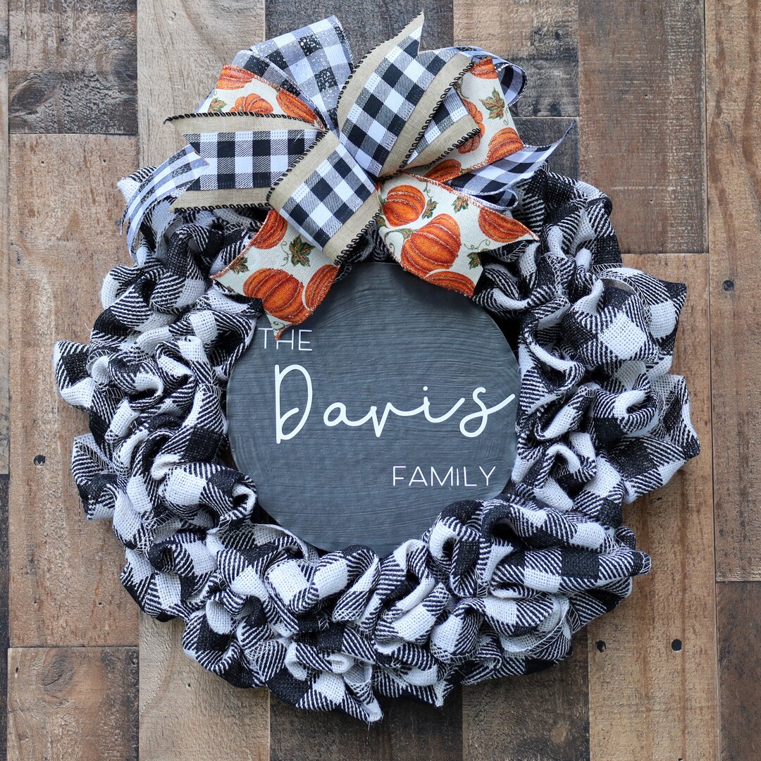 Farmhouse Style Black and White Burlap Buffalo Check Wreath: A ...