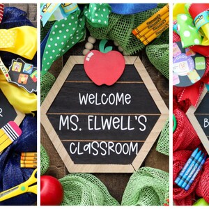 Personalized Wreath for Teacher's Classroom Front Door, Back to School ...