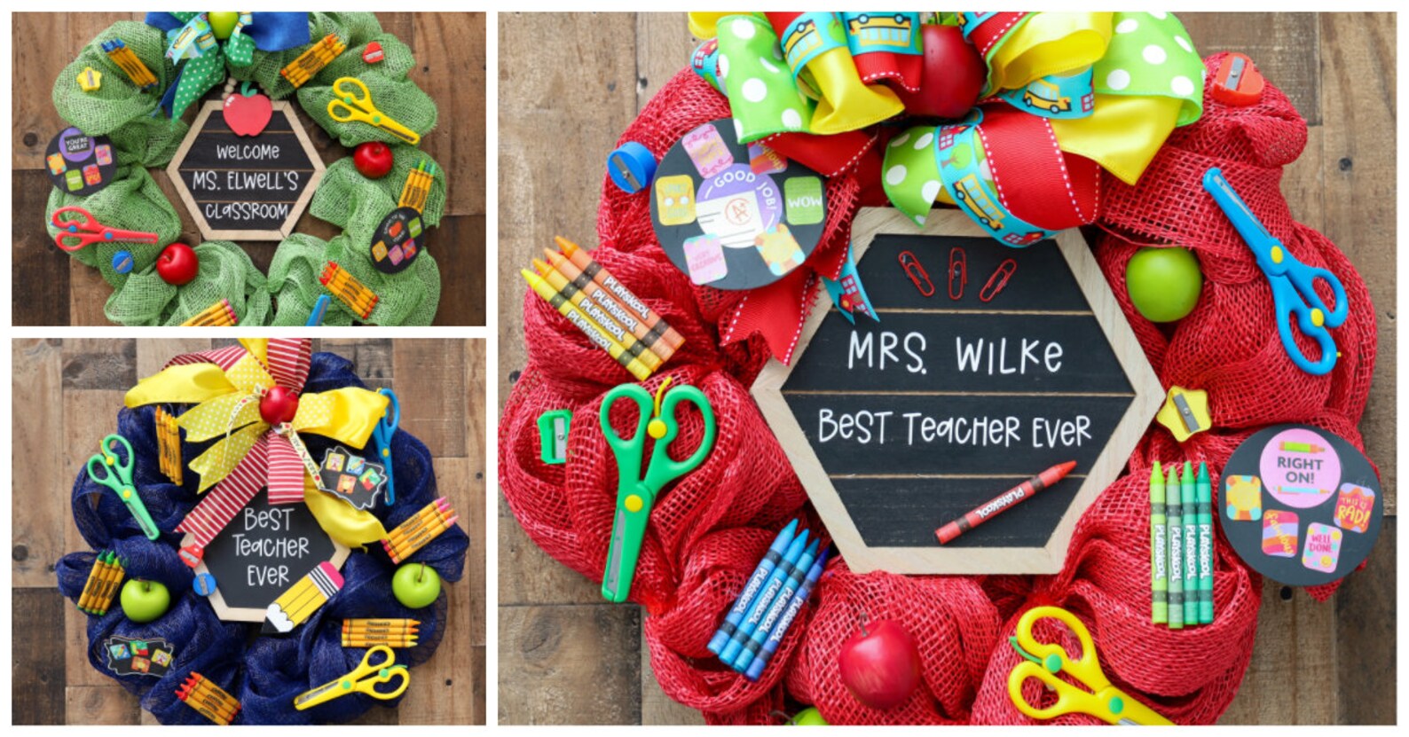 Personalized School Supply Wreath for Teacher, Back to School Classroom ...