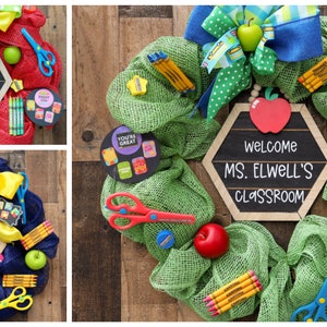 Personalized Wreath for Teacher's Classroom Front Door, Back to School ...