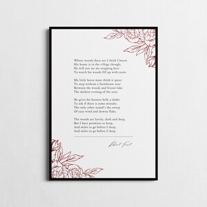 Robert Frost Poem Wall Decor 'stopping by Woods on a Snowy Evening ...