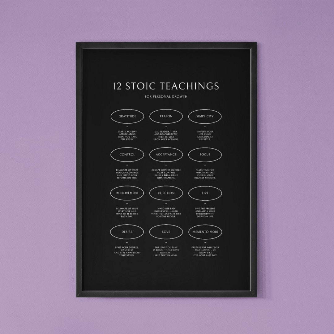 12 Stoic Teachings Print Stoic Quotes Wall Decor Stoic Reflection ...