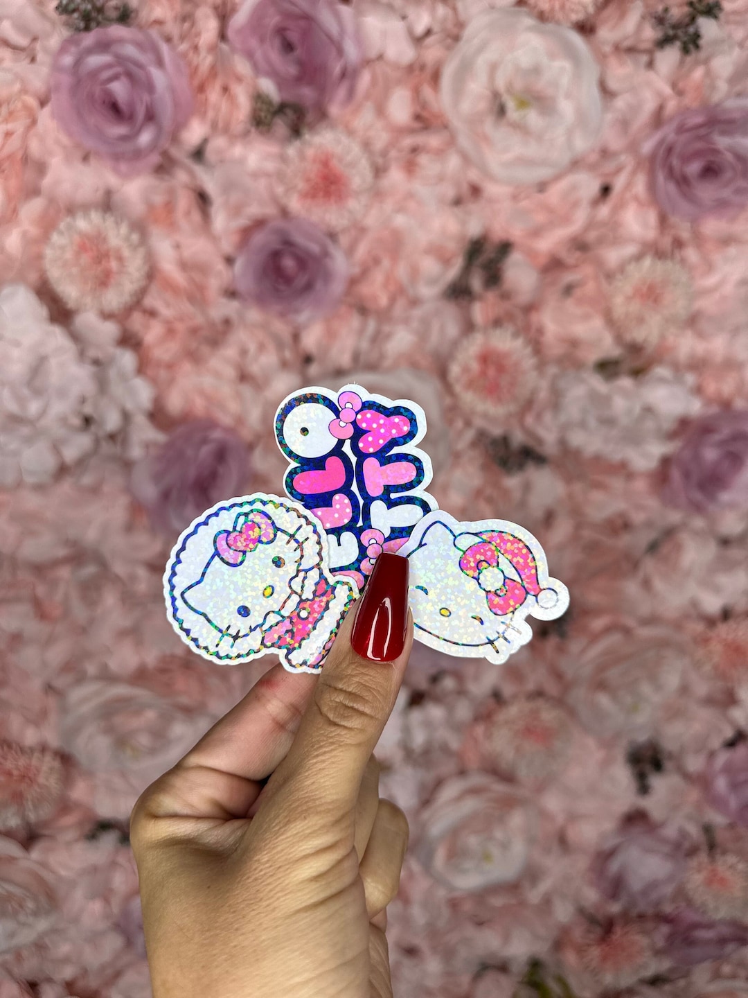 Holographic Kitty Sticker Pack/ Waterproof Hi Kitty Stickers/ - Etsy