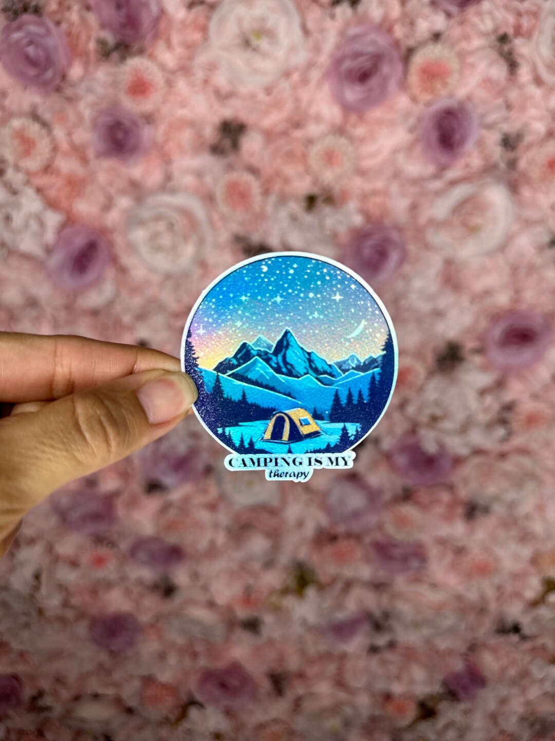 Holographic Camping in the Woods Sticker/ Vinyl Stickers Decals/ Hiking ...
