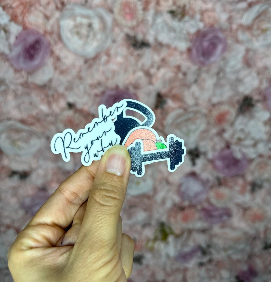 Motivational Gym Sticker Pack Weightlifting Quote, Dumbbells, and Peach ...