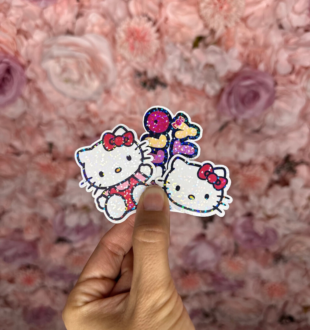 Holographic Kitty Sticker Pack/ Waterproof Hi Kitty Stickers/ Pink ...