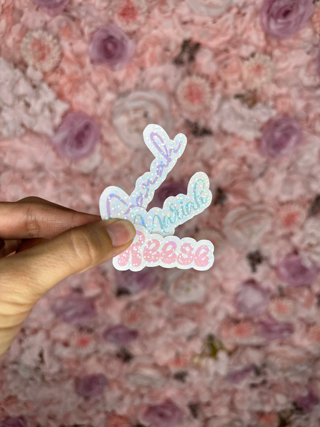 Personalized Glitter Name Sticker Laminated Custom Decal With Sparkling ...