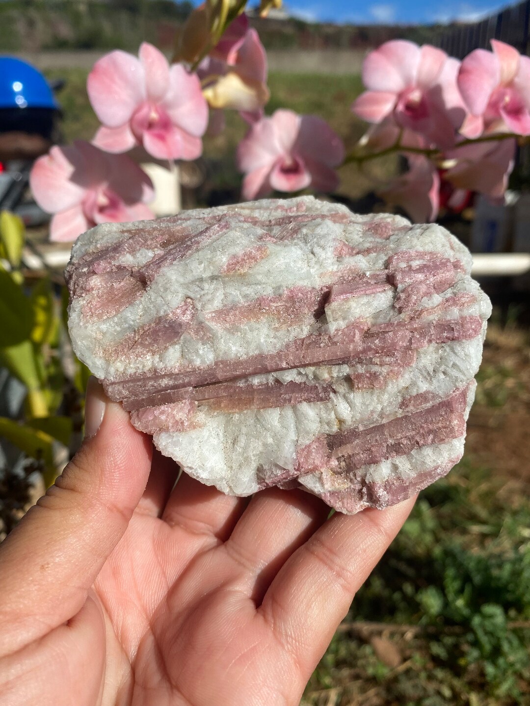 Raw Crystal Specimen Pink Tourmaline, Green Tourmaline, Carborundum - Etsy