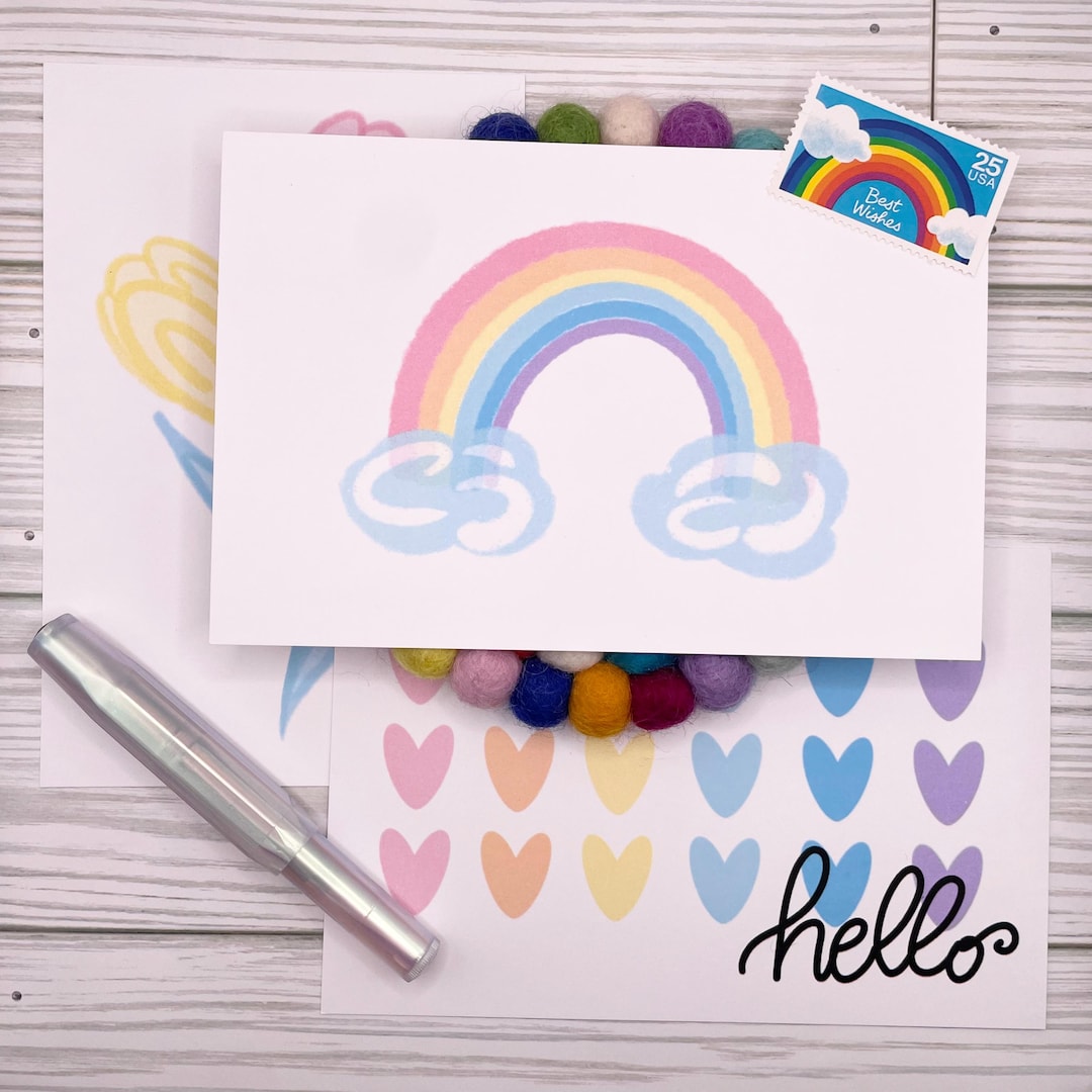 Rainbow Postcard 4x6 | Tulip Postcard | Happy Mail | Rainbow Hearts ...