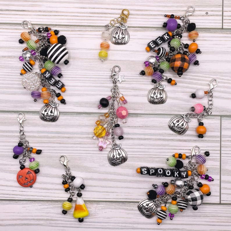 Halloween Beaded Charm Dangle: Wire Wrapped Purse/journal Accessory - Etsy