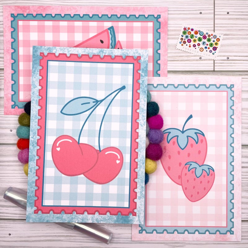 Strawberries Postcard - Etsy