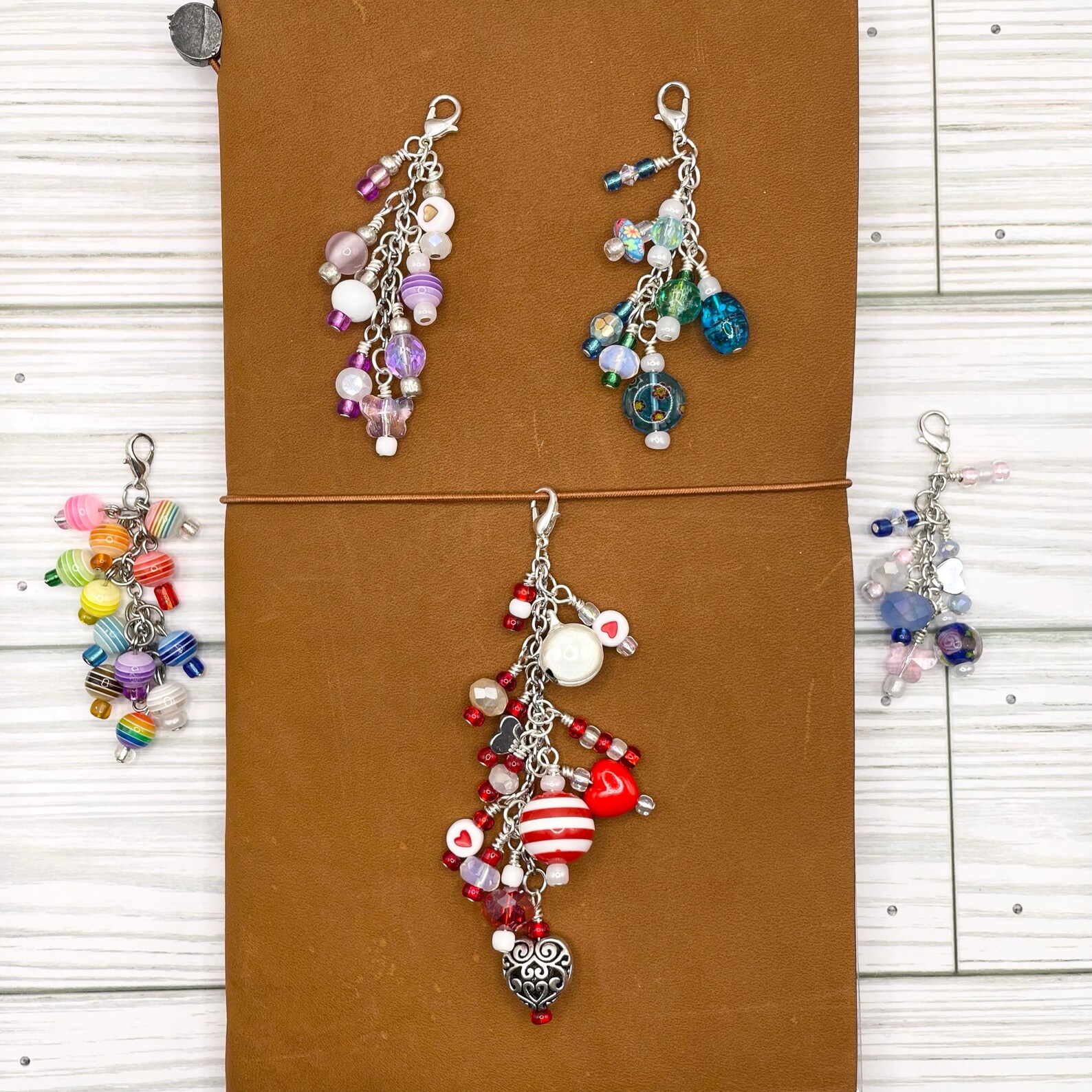 Beaded Charm Dangle: Handmade Wire Wrapped Purse/journal Accessory - Etsy