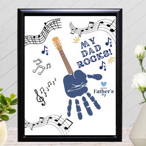Fathers Day Handprint Art, Guitar Handprint Craft, Music Theme ...