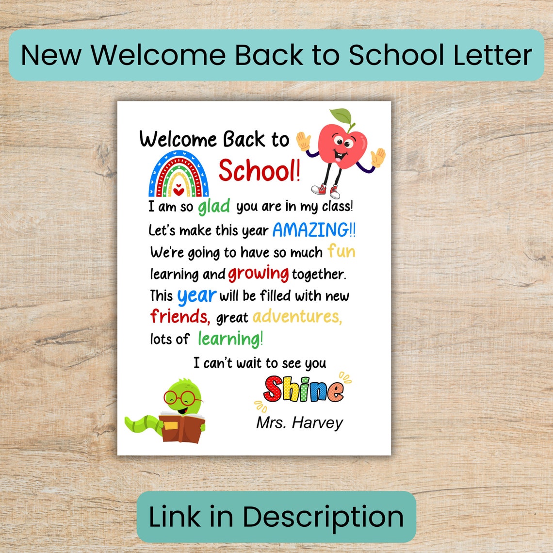 End of School Year Letter Printable, Goodbye Letter to Student 5x7 ...