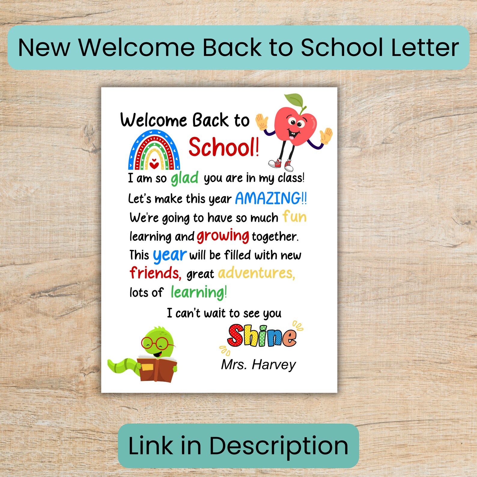 End of School Year Letter Printable, Goodbye Letter to Student 5x7 ...