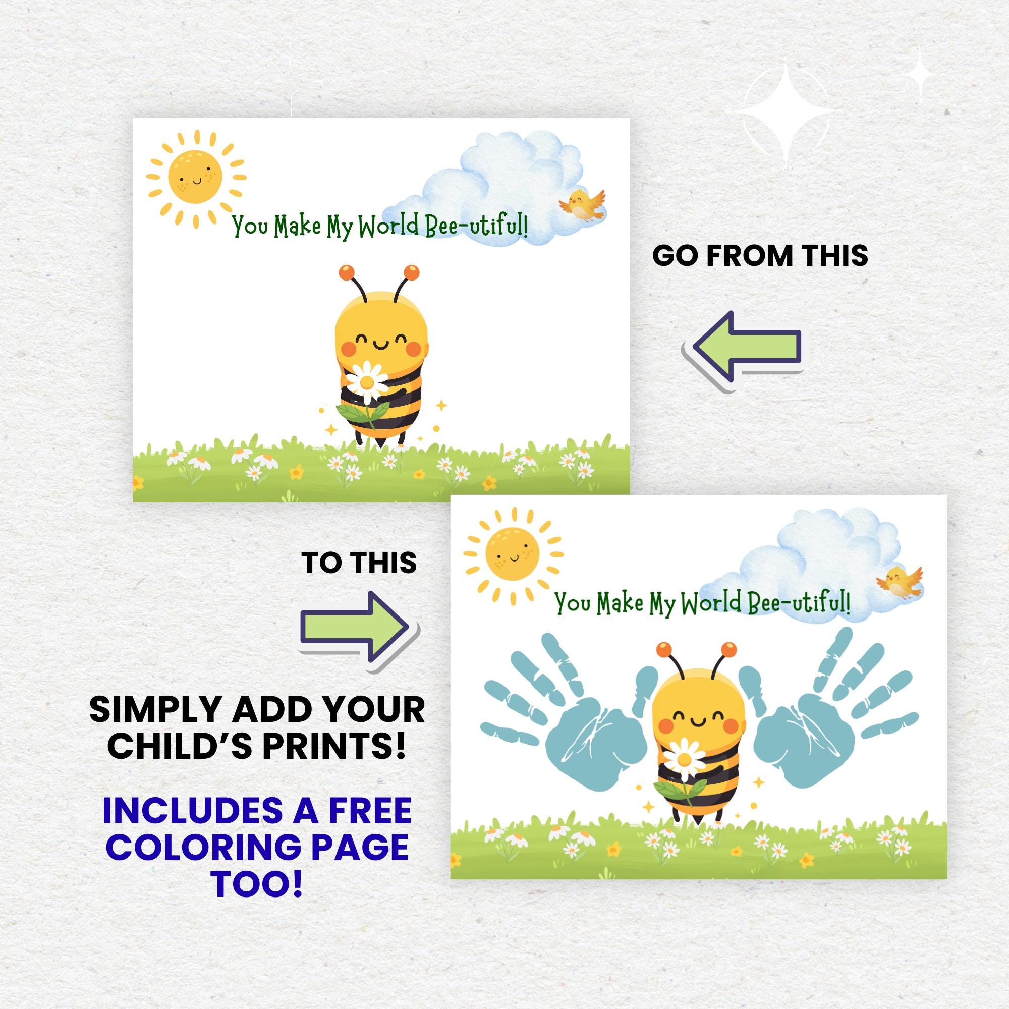 Spring Handprint Craft, Bee Themed Preschool Craft, DIY Memory Keepsake ...