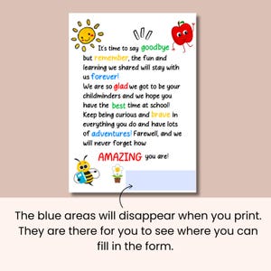 Childminder End of School Year Letter Printable, Goodbye Letter to ...