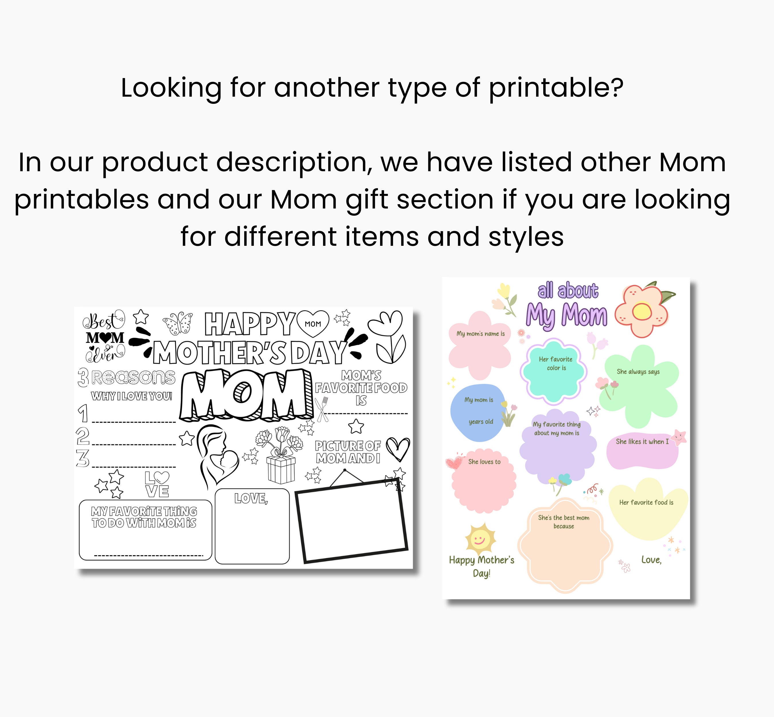 All About My Mom Printable Mother's Day Craft - Etsy