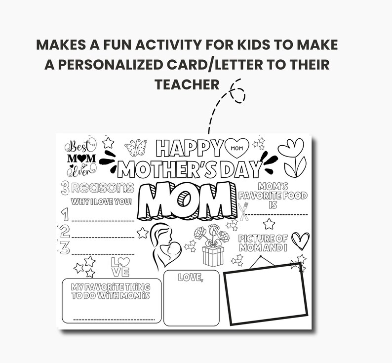 Mothers Day Coloring Page Printable, Kid Activity Sheet for Mom, DIY ...
