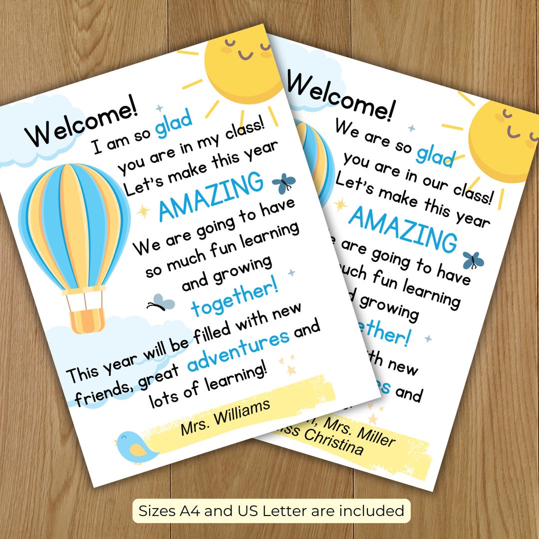 Welcome Back to School Letter, First Day of School Card, Teacher ...
