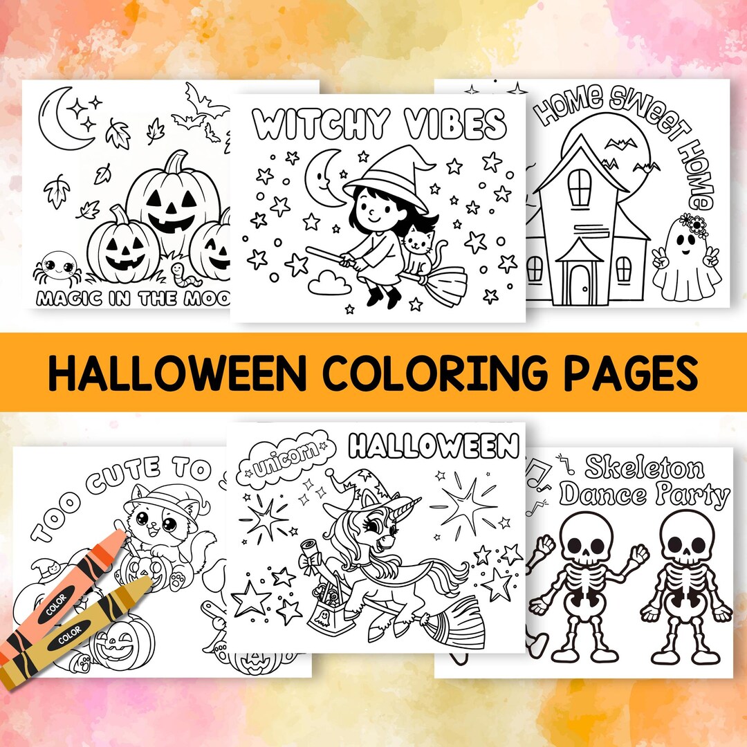 Halloween Coloring Pages for Kids, Fall Activity Sheets - Etsy