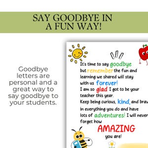 End of School Year Letter Printable, Goodbye Letter to Student ...