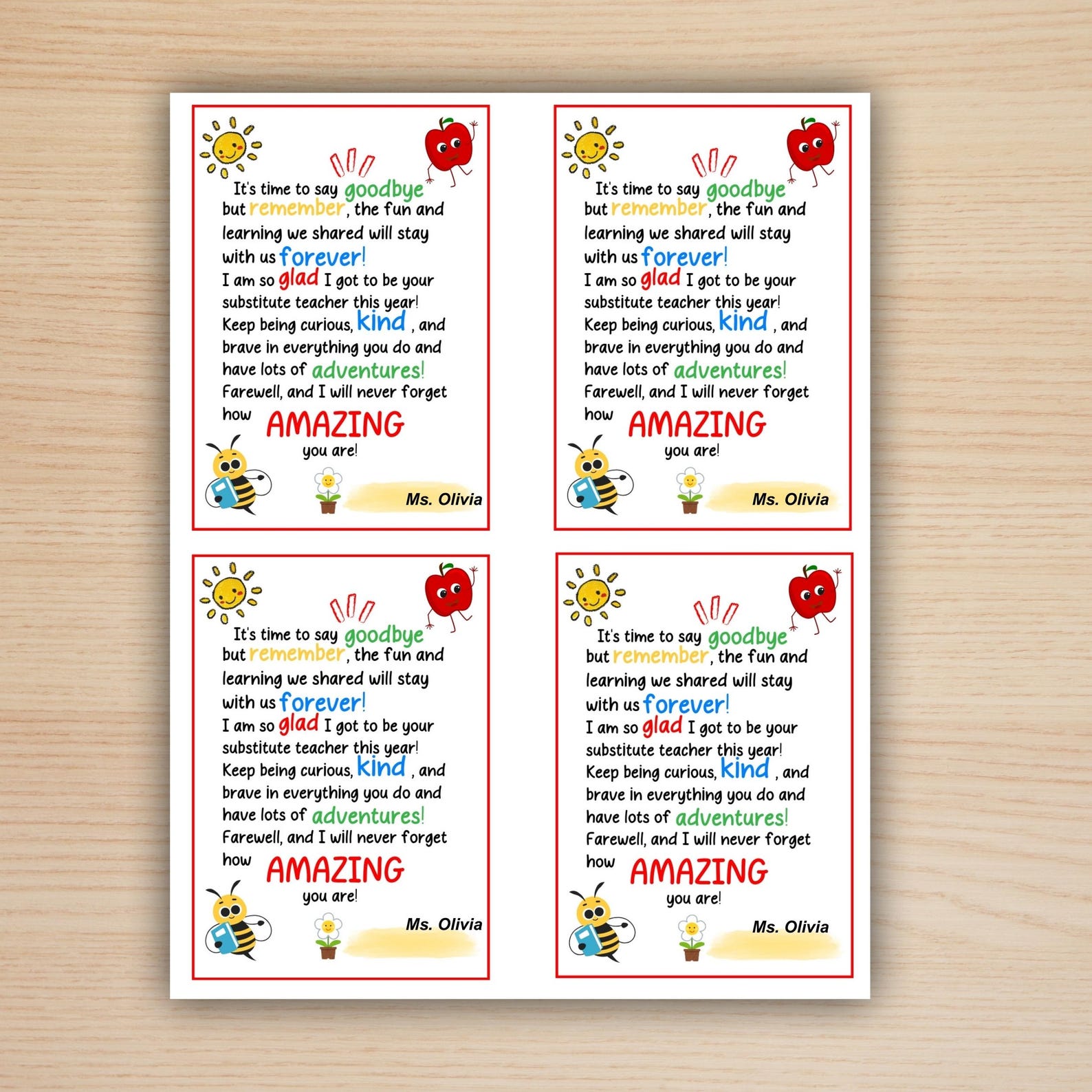 Substitute Teacher End of Year Letter to Students, Goodbye Letter From ...