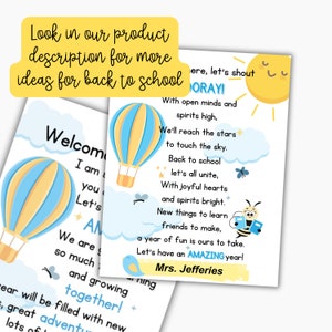 Welcome Back to School Letter, First Day of School Card, Teacher ...