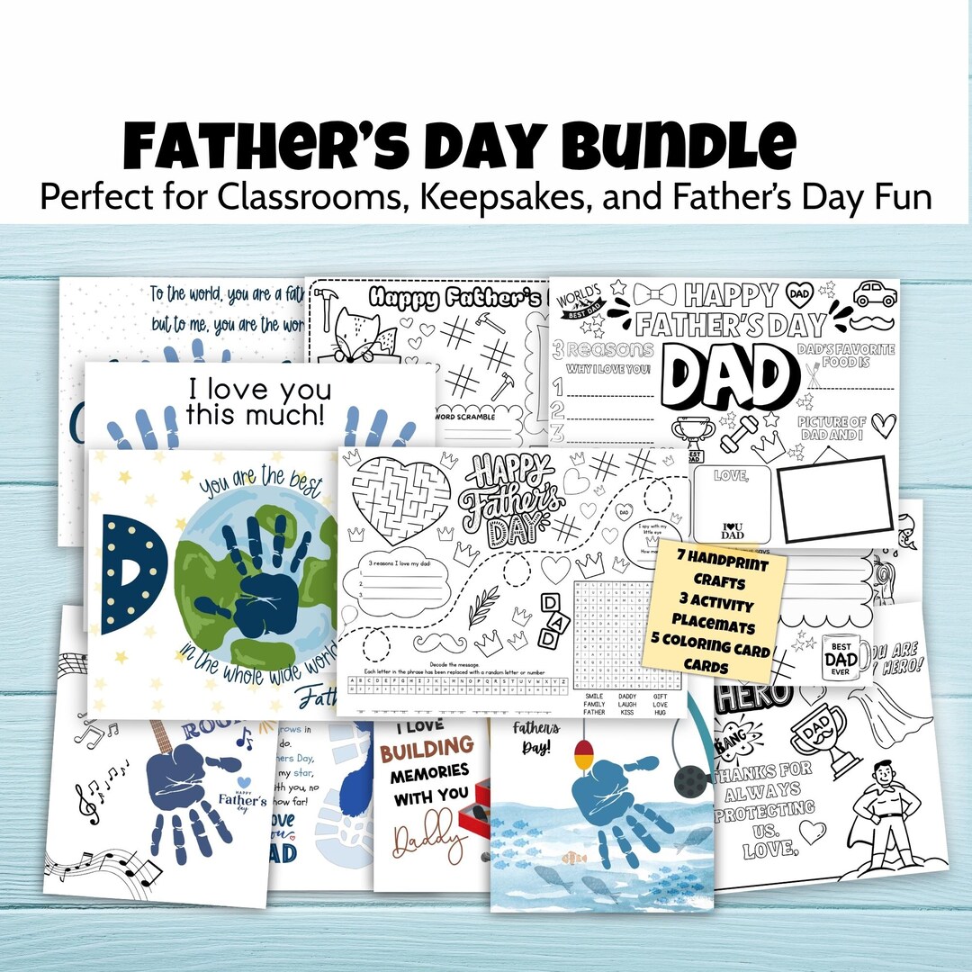 Fathers Day Printable Crafts Bundle, Fathers Day Handprint, Activity ...