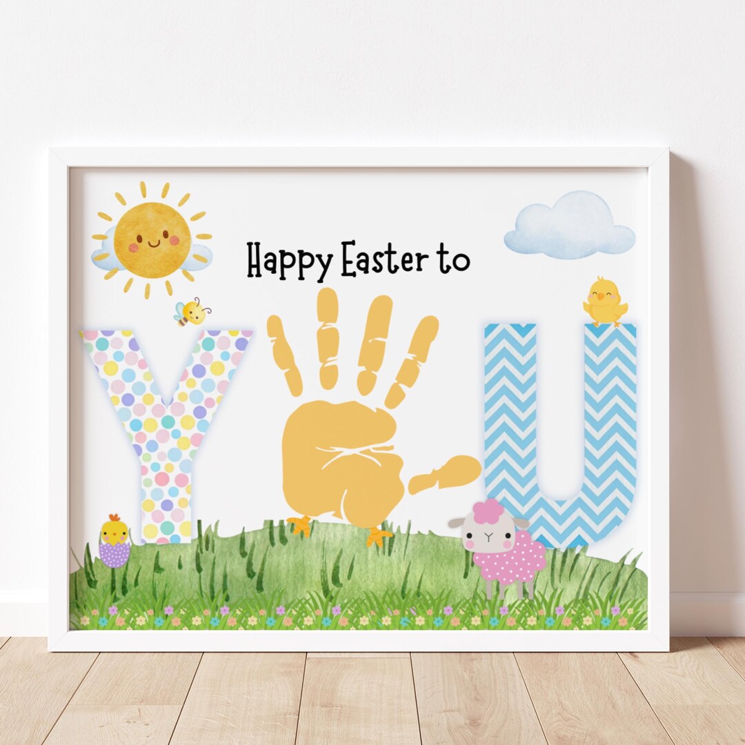 Happy Easter Handprint Craft With Chicks, Spring Handprint Daycare ...