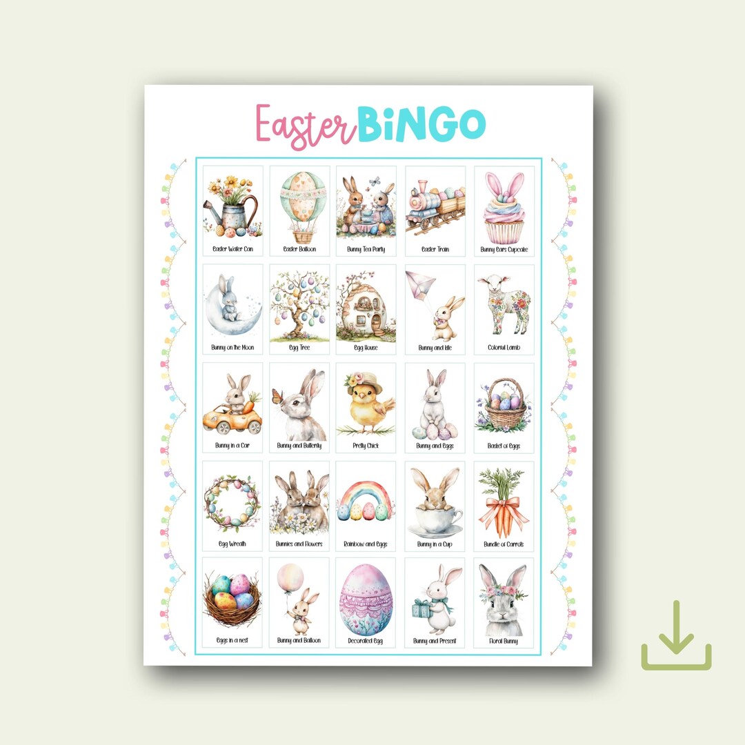 Easter Bingo Cards Printable, Spring Bingo Cards, Easter Party ...
