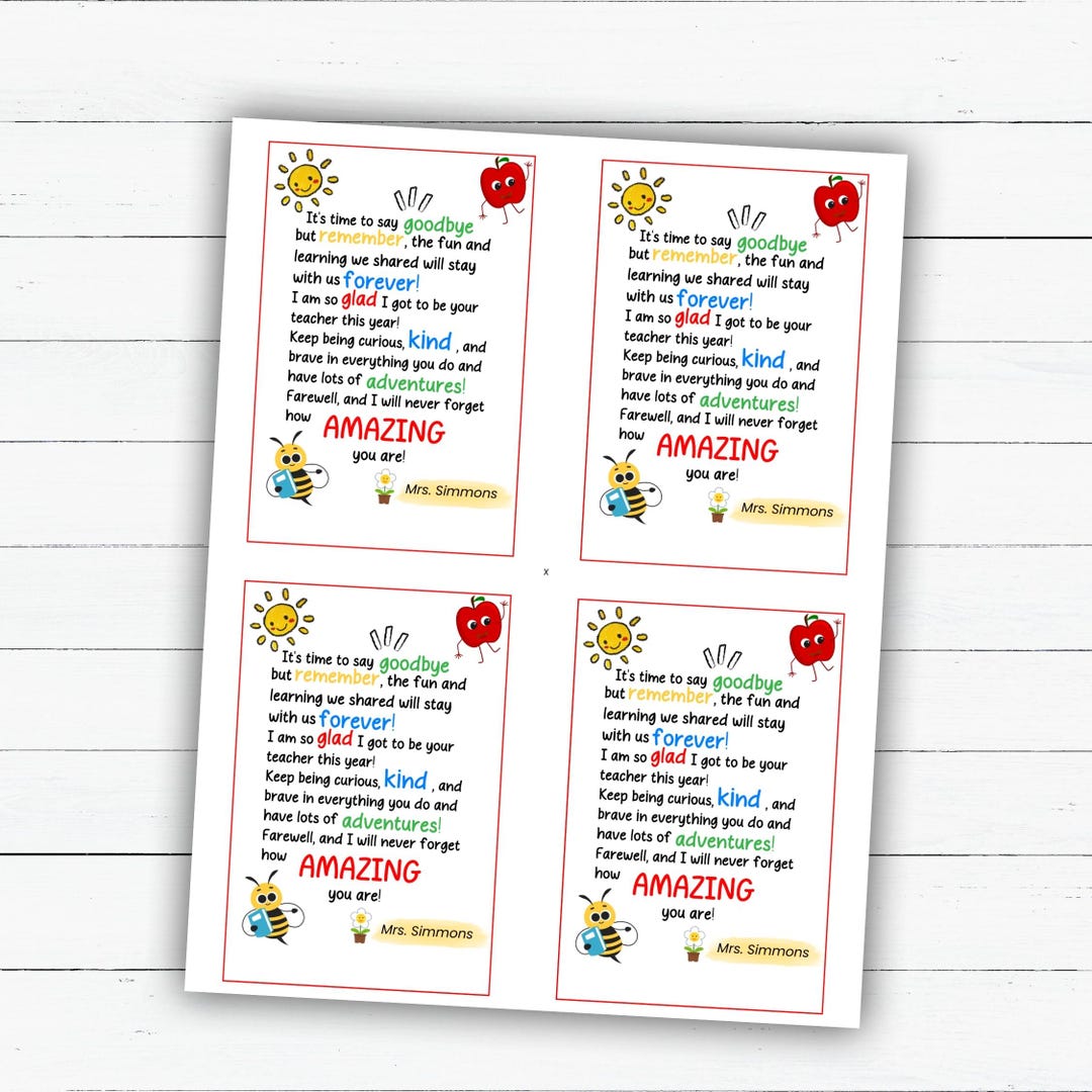 End of School Year Letter Printable, Goodbye Letter to Student ...