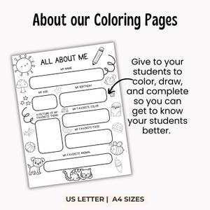 All About Me Student Printable, Favorite Things-coloring Page for Kids ...