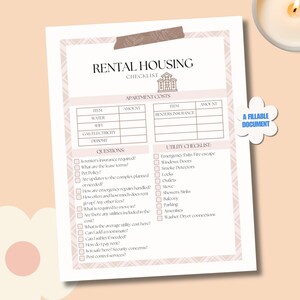 Editable Rental Housing Checklist, Apartment Checklist, First Apartment ...