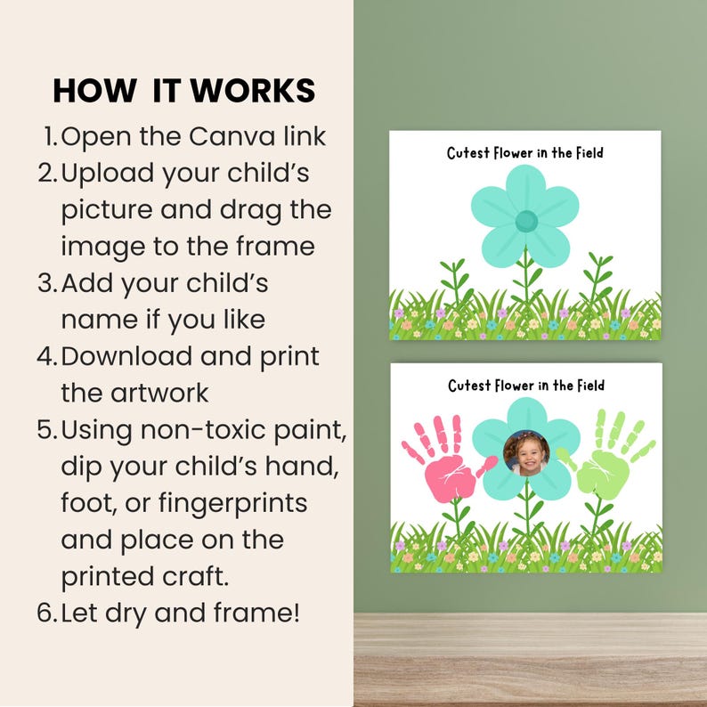 Spring Handprint Craft With Photo Frame, Flower Handprint Art, Toddler ...