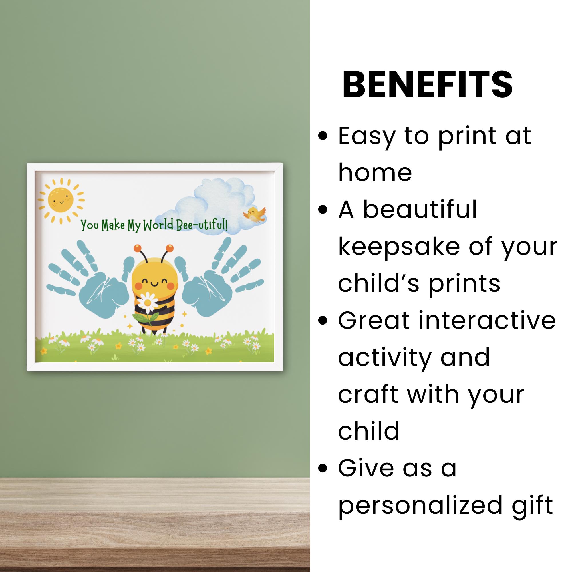 Spring Handprint Craft, Bee Themed Preschool Craft, DIY Memory Keepsake ...
