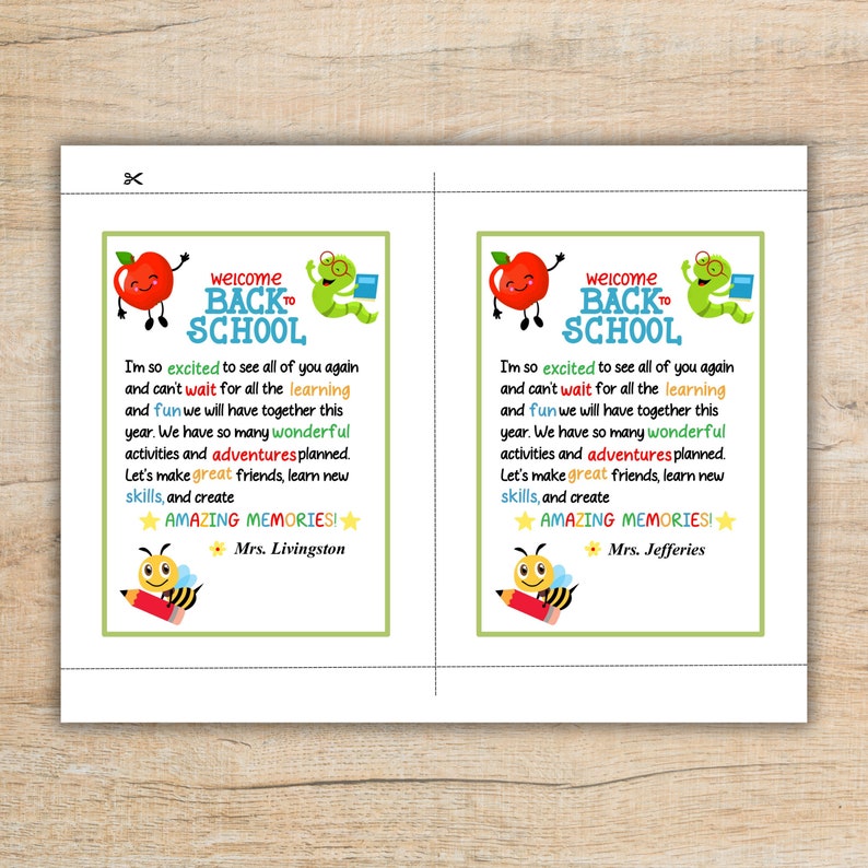First Day of School Card From Teacher to Students Editable Card Welcome ...