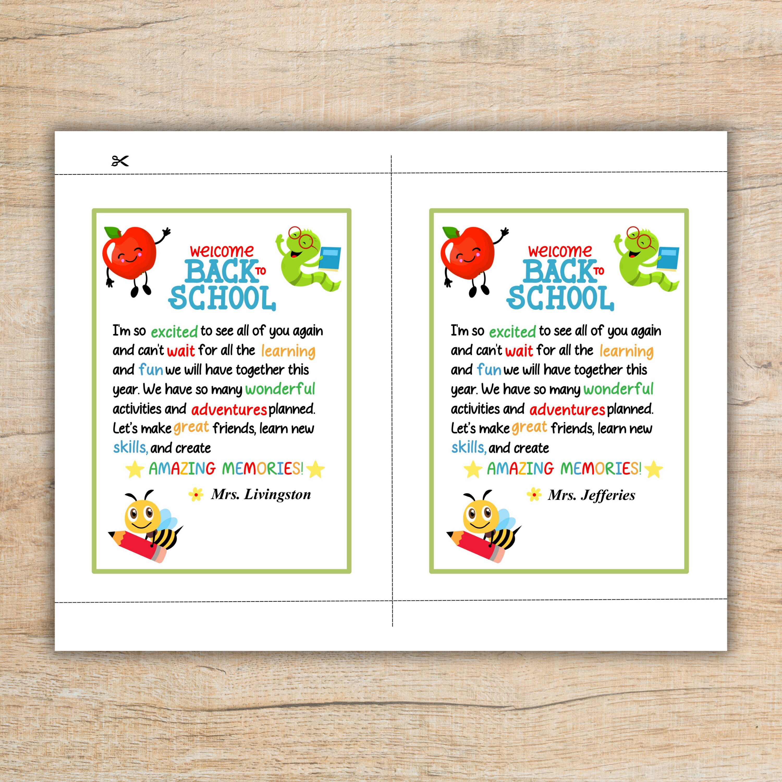First Day of School Card From Teacher to Students Editable Card Welcome ...