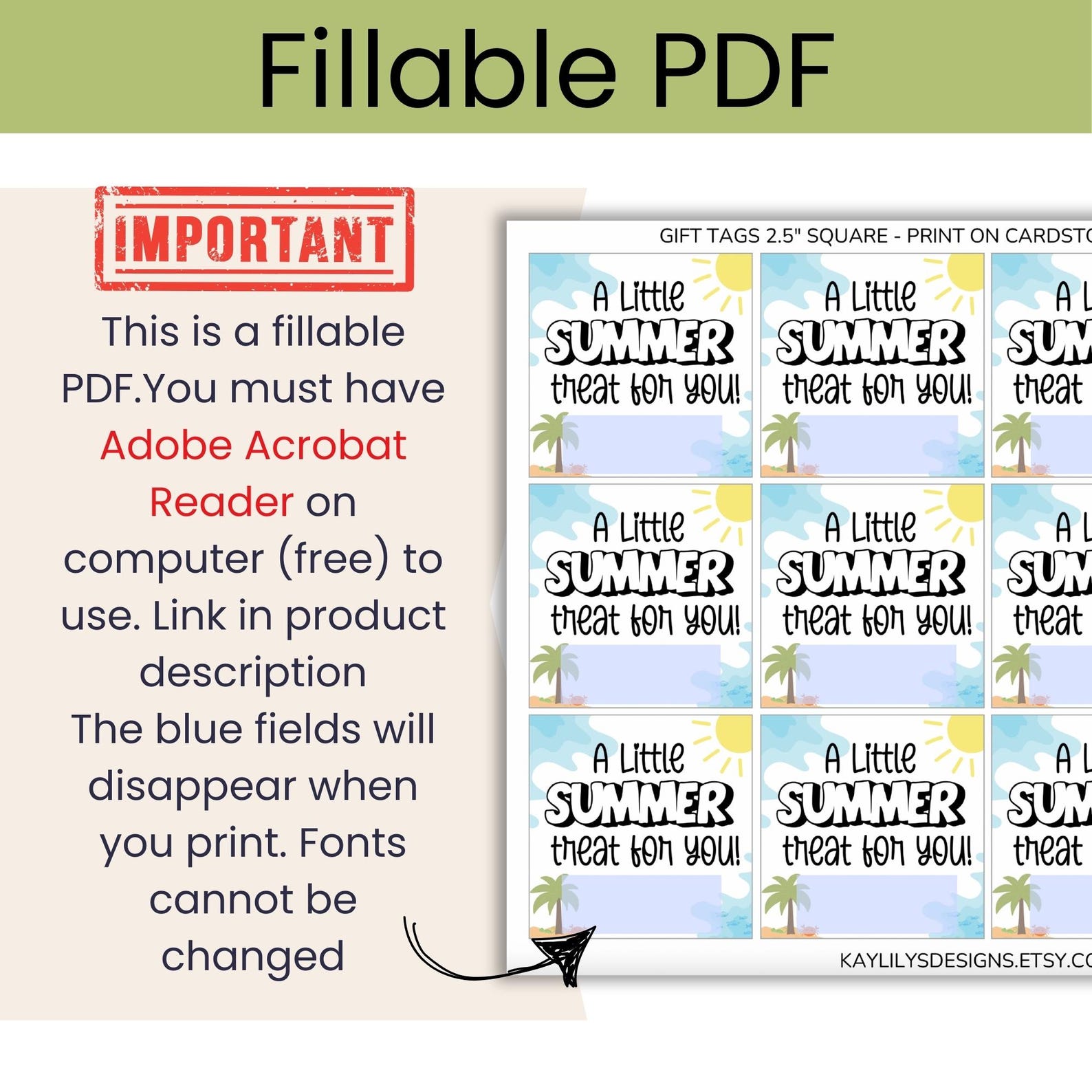 Editable Summer Gift Tag Printable | Teacher & Student Appreciation ...