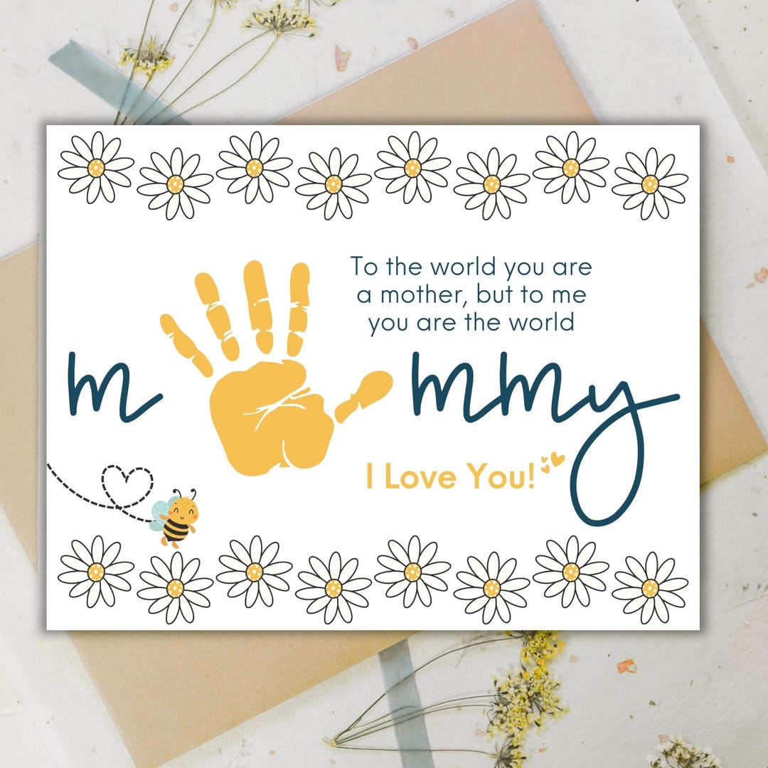 Handprint Mothers Day Card, Bee Themed Gift, Preschool Activities Bee ...