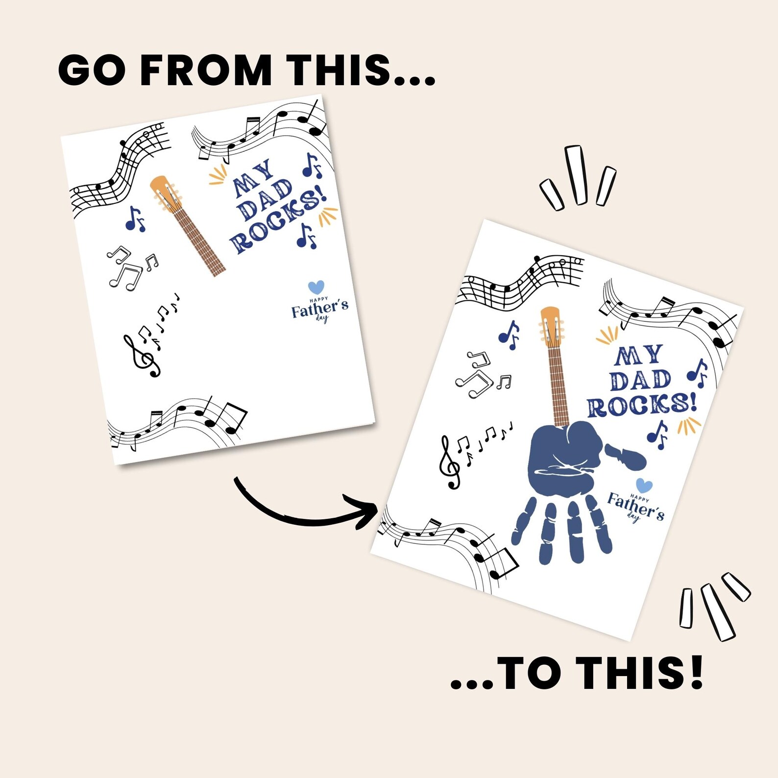 Guitar Handprint Art for Father's Day | Music Theme Keepsake Craft | My ...